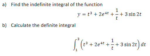Solved a) Find the indefinite integral of the function | Chegg.com