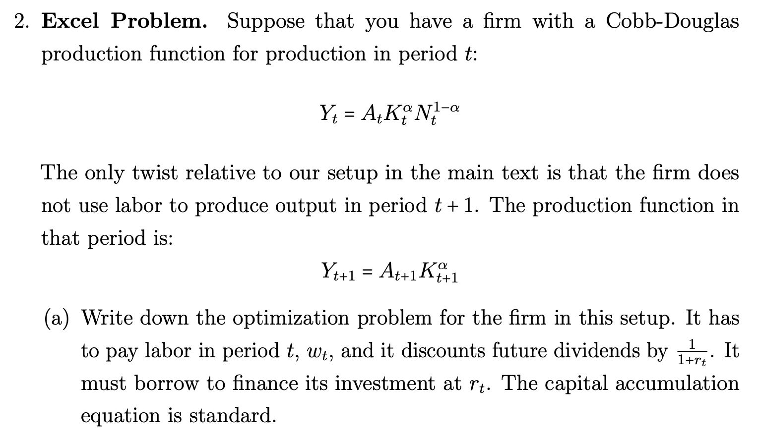 Solved 2. Excel Problem. Suppose that you have a firm with a | Chegg.com