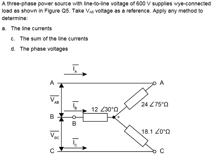 Solved A three-phase power source with line-to-line voltage | Chegg.com