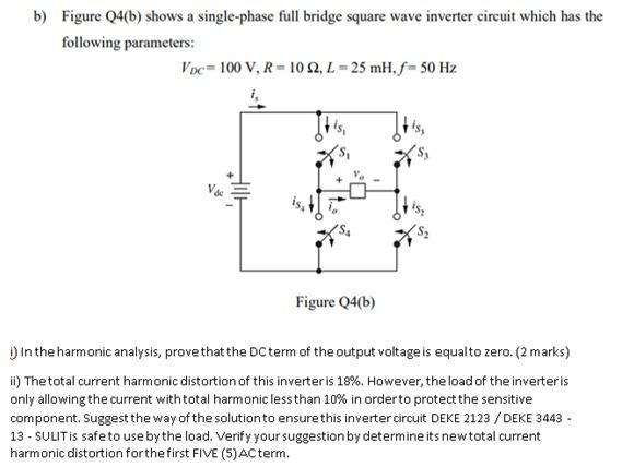 b) Figure Q4(b) shows a single-phase full bridge | Chegg.com
