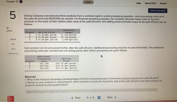 Solved Chapter 12。 Saved Help Save & Exit Submit Check my | Chegg.com