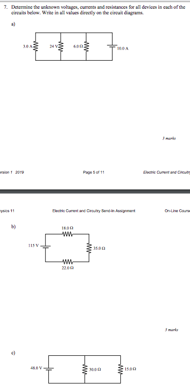 Solved 7. Determine the unknown voltages, currents and | Chegg.com