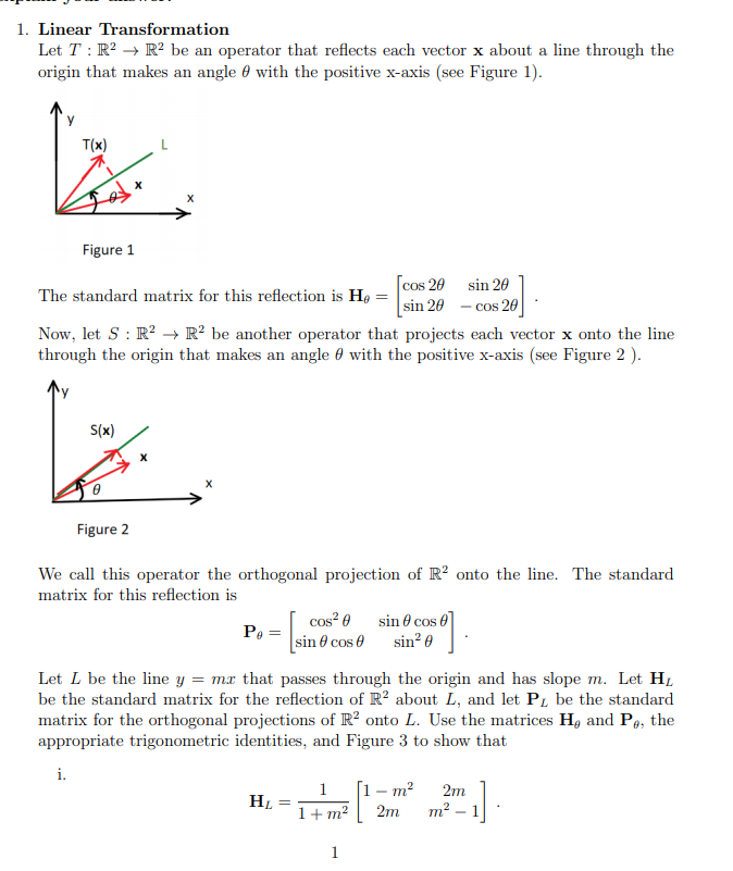 Solved 1. Linear Transformation Let T : R2 + R2 be an | Chegg.com
