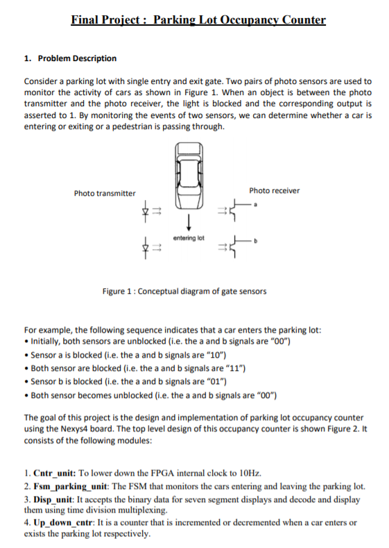 inal Proiect: Parking Lot Occupancy Coun 1. Problem | Chegg.com