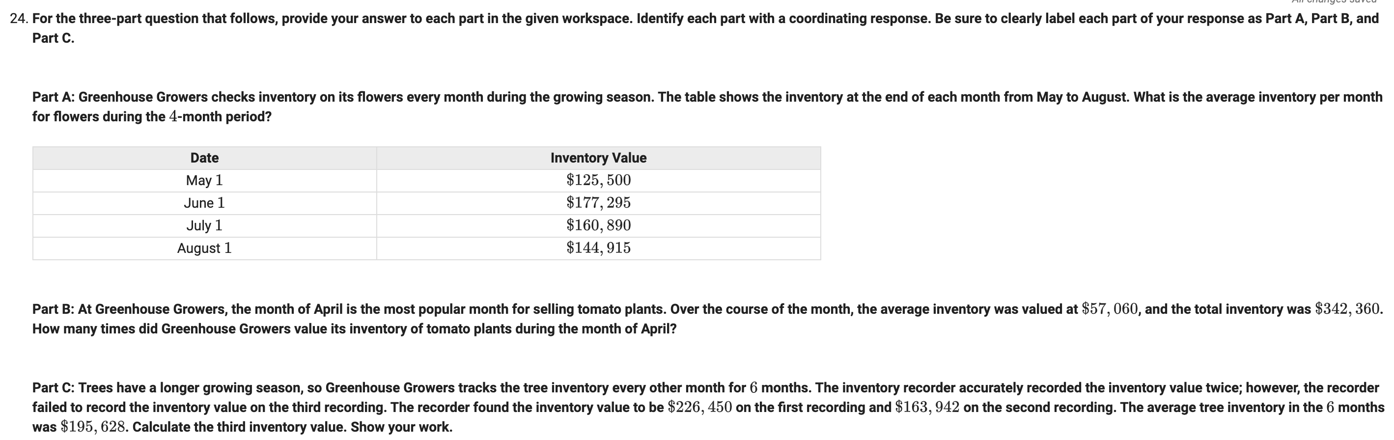 Solved 24. For the three-part question that follows, provide | Chegg.com