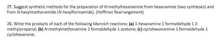 Solved 27. Suggest synthetic methods for the preparation of | Chegg.com
