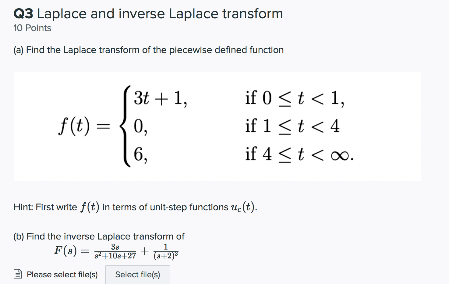 Solved Q3 Laplace and inverse Laplace transform 10 Points | Chegg.com