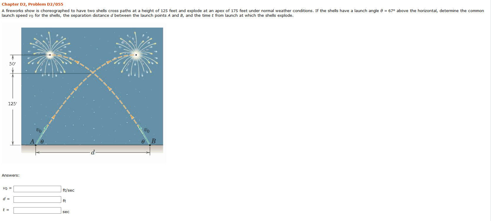 Solved Chapter D2, Problem D2/055 A fireworks show is | Chegg.com