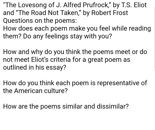 The Lovesong of J. Alfred Prufrock," by T.S. Eliot | Chegg.com