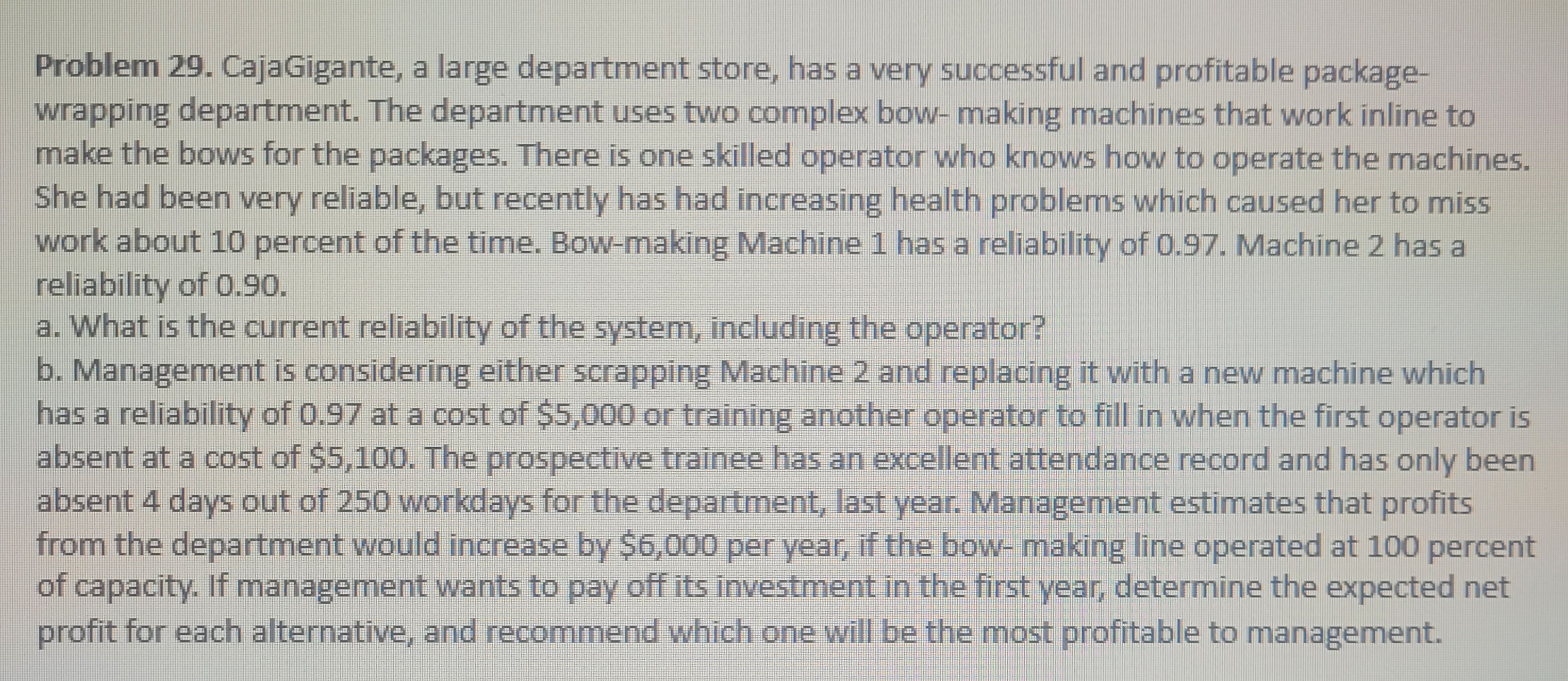 Solved by an EXPERT Problem 29. ﻿CajaGigante, a large department store ...
