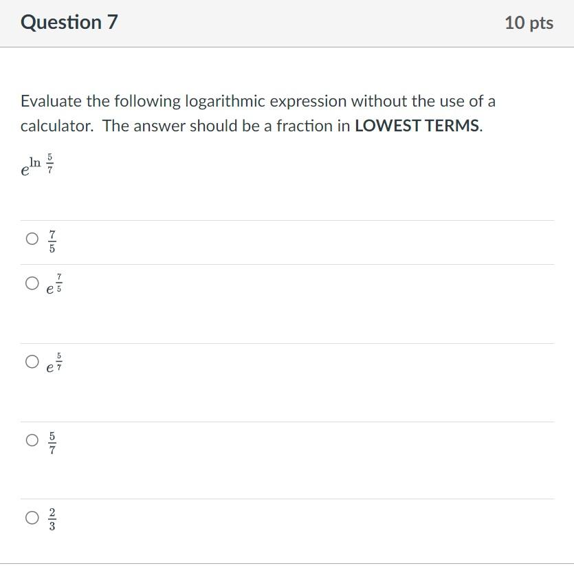 Solved Evaluate the following logarithmic expression without | Chegg.com