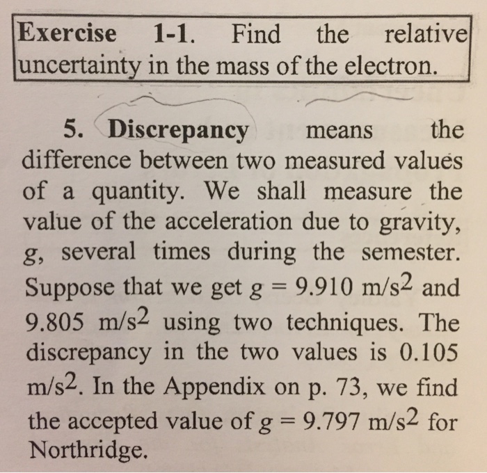 Solved Exercise 1-1. Find the relative uncertainty in the | Chegg.com Solved Exercise 1-1. Find the relative uncertainty in the | Chegg.com