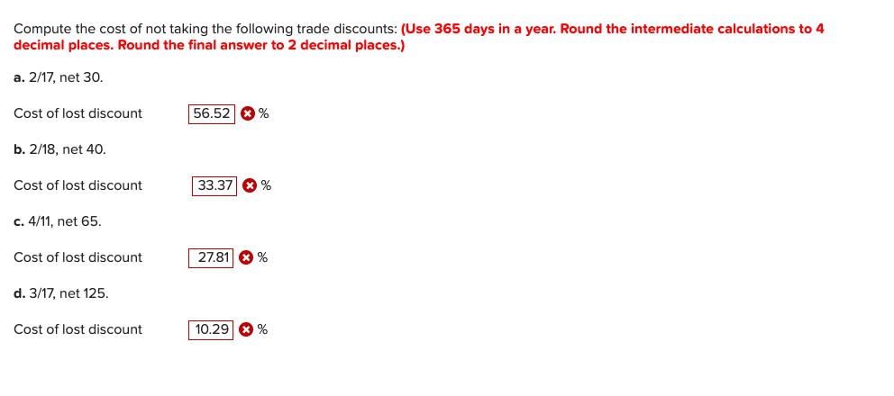 Solved Compute the cost of not taking the following trade | Chegg.com