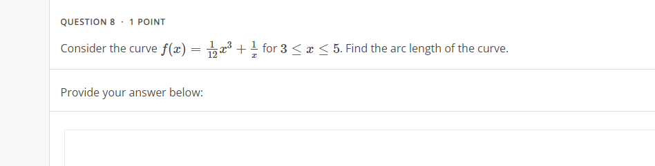 Solved QUESTION 8 - 1 POINT Consider the curve f(x)=121x3+x1 | Chegg.com