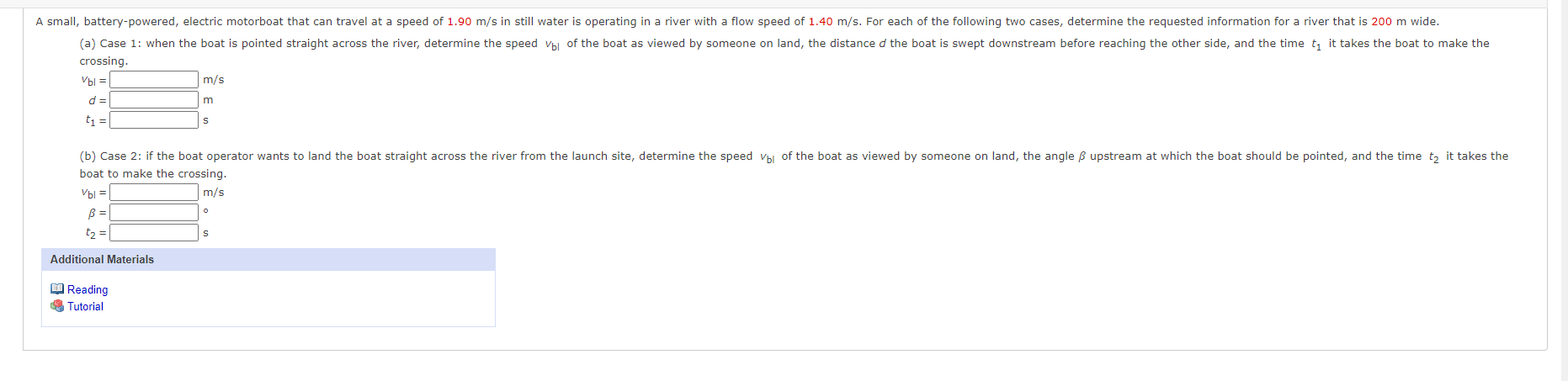 Solved crossing. vbldt1=∣==m/sms boat to make the crossing. | Chegg.com