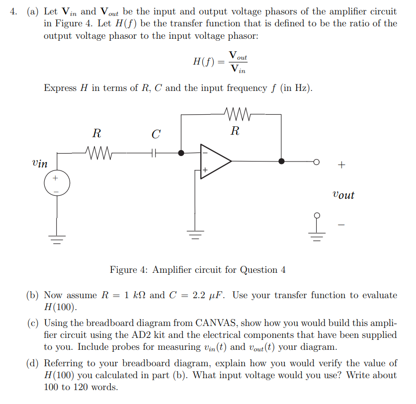 Solved 4. (a) Let Vin and Vout be the input and output | Chegg.com