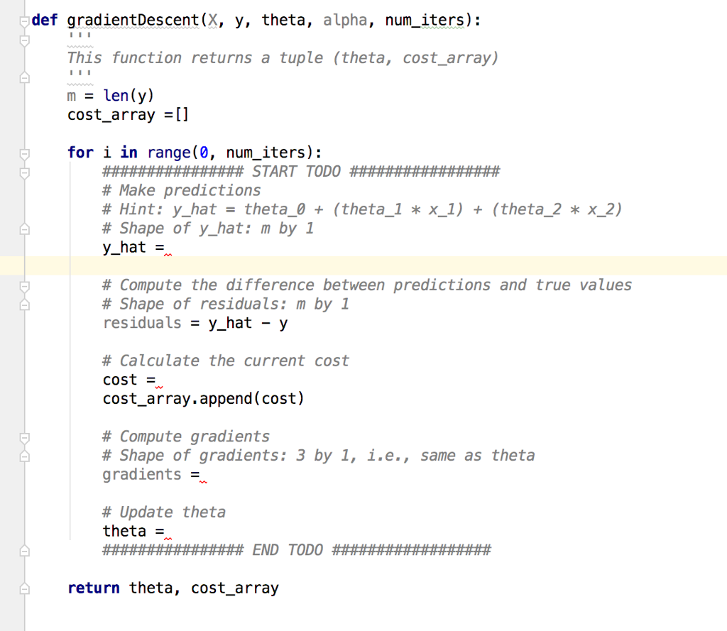 Solved def gradientDescent (X, y, theta, alpha, num_iters): | Chegg.com
