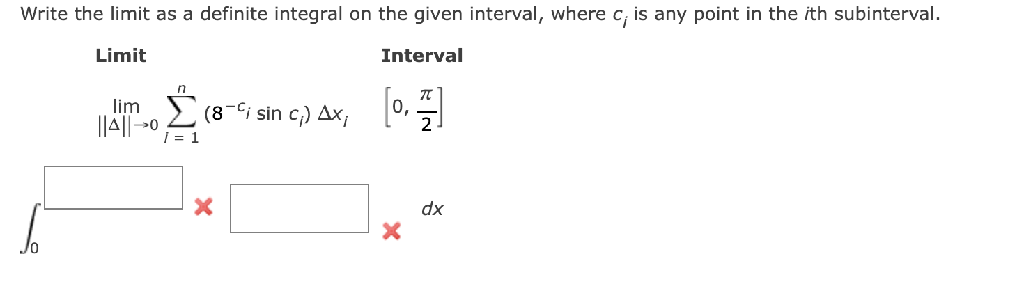 Solved Write the limit as a definite integral on the given | Chegg.com