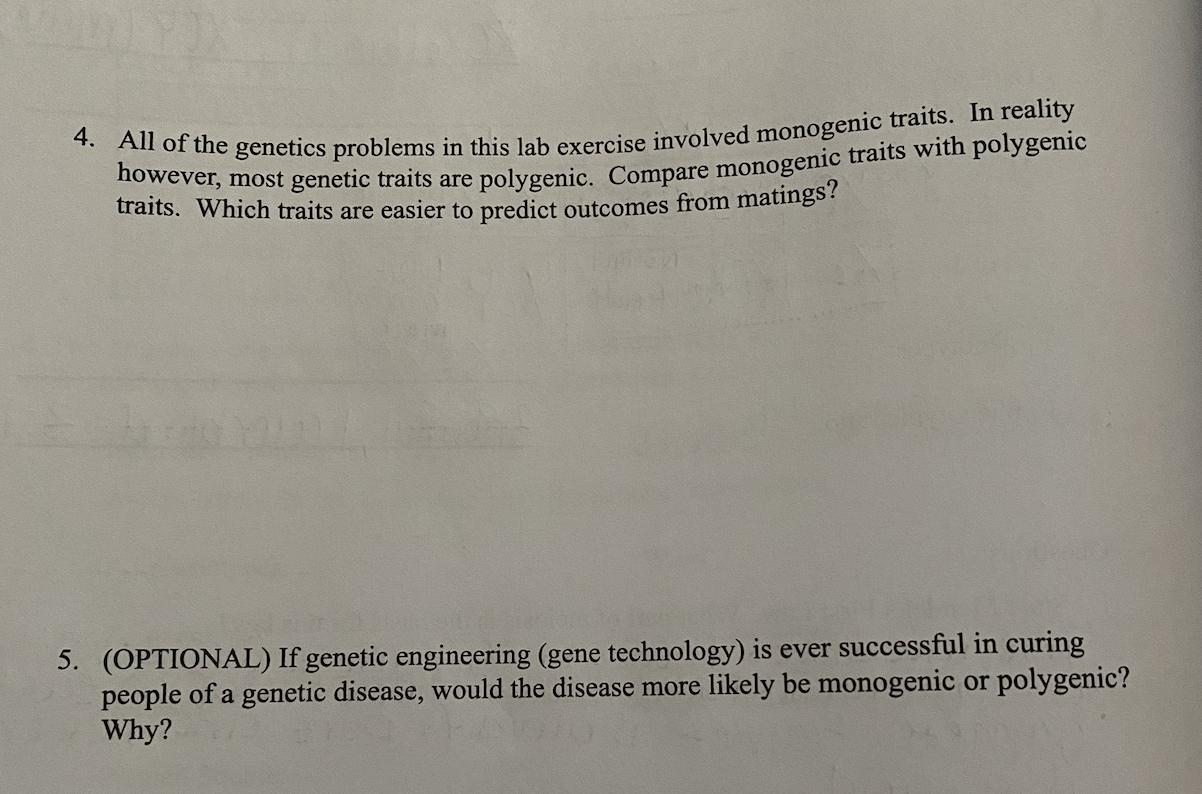 Solved 4. All of the genetics problems in this lab exercise | Chegg.com