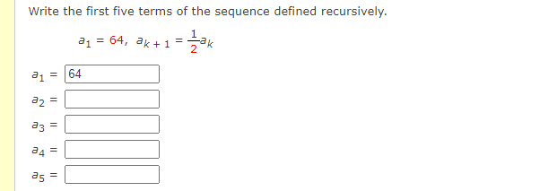 Solved Write the first five terms of the sequence defined | Chegg.com