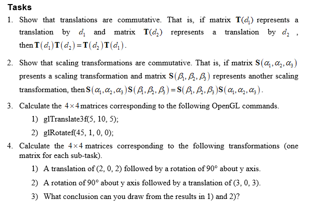 Tasks 1. Show that translations are commutative. That | Chegg.com