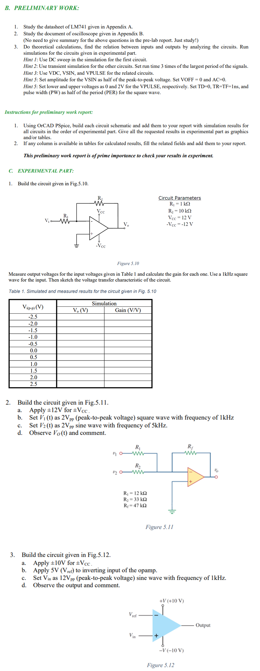 Solved All Circuits Should Be Simulated Using Orcad Pspice