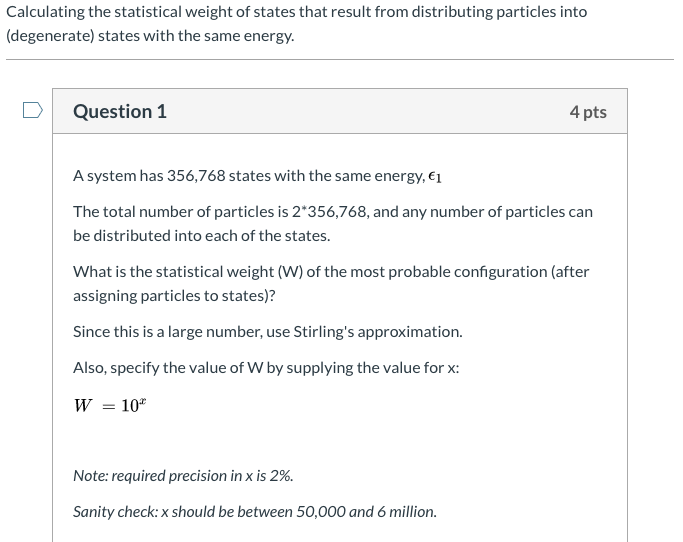 Solved Calculating the statistical weight of states that | Chegg.com