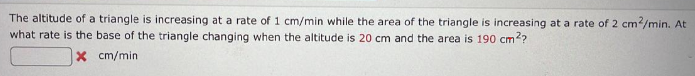 Solved The altitude of a triangle is increasing at a rate of | Chegg.com