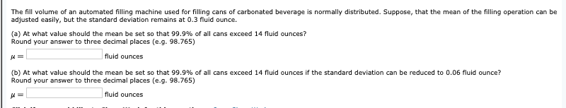 Solved The fill volume of an automated filling machine used | Chegg.com