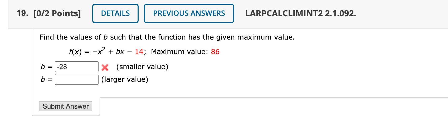 Solved 19. [0/2 Points] DETAILS PREVIOUS ANSWERS | Chegg.com