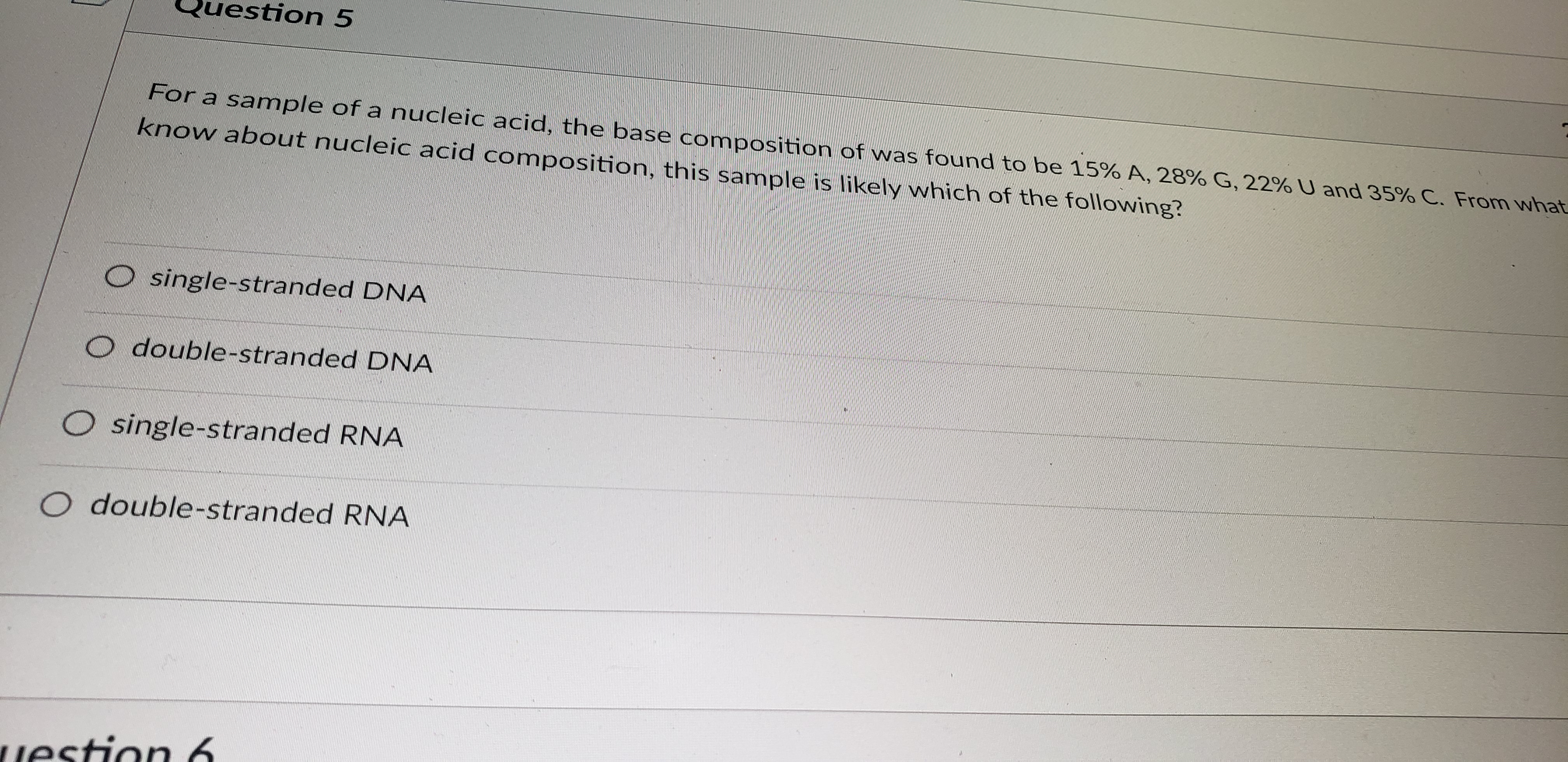 Solved For a sample of a nucleic acid, the base composition | Chegg.com