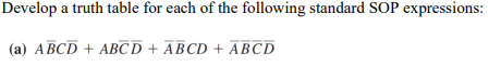 Solved Develop a truth table for each of the following | Chegg.com