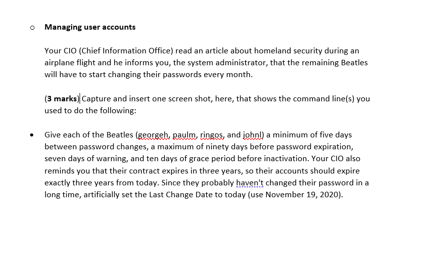 Solved Managing user accounts Your CIO (Chief Information | Chegg.com