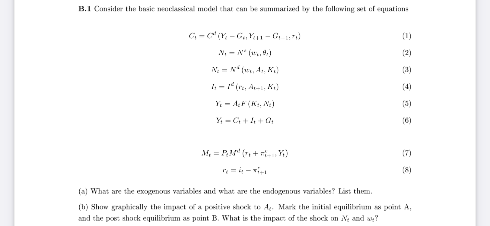 B.1 Consider the basic neoclassical model that can be | Chegg.com