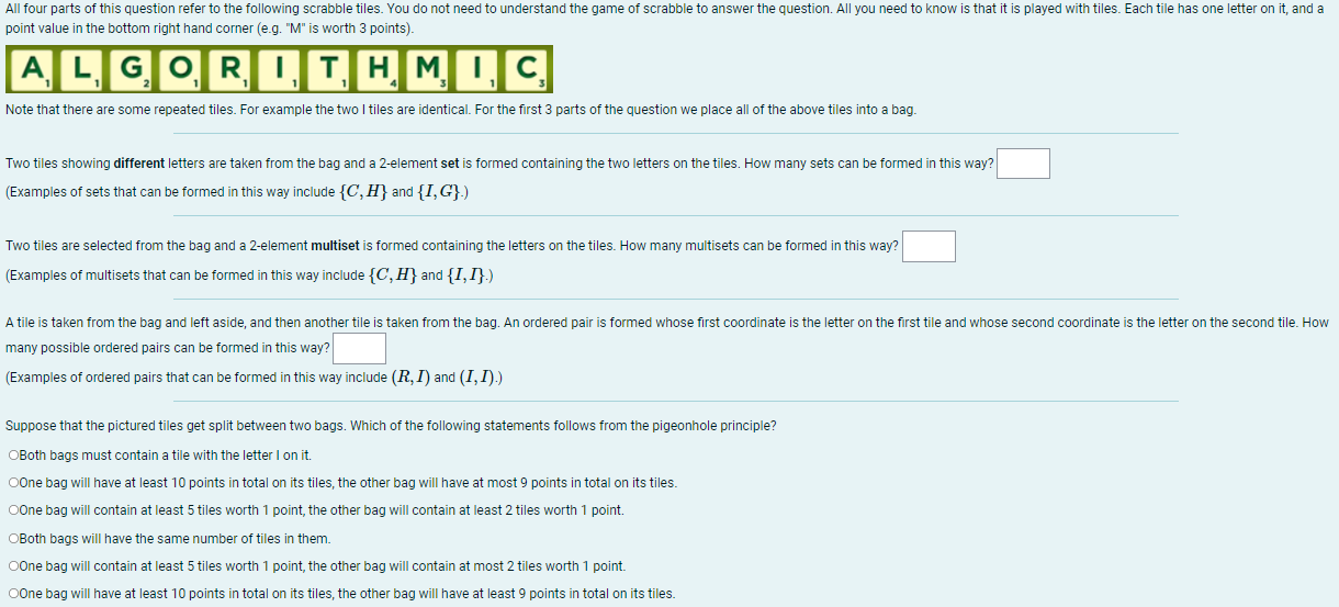 Solved All four parts of this question refer to the | Chegg.com