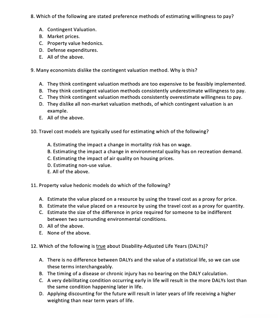 8. Which of the following are stated preference | Chegg.com