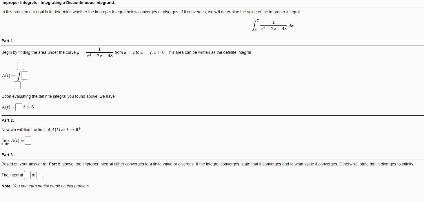 Solved Improper Integrals - Integrating a Discontinuous | Chegg.com