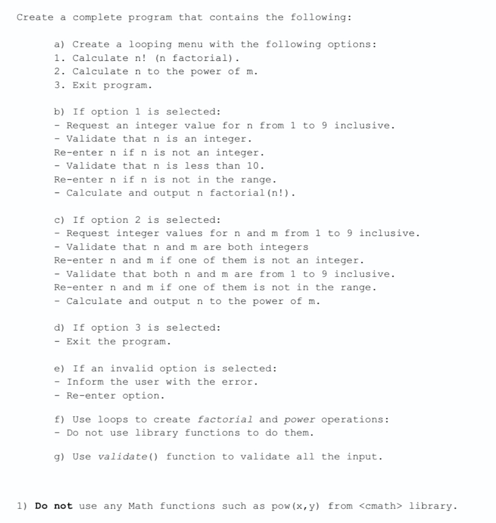 Solved Create a complete program that contains the | Chegg.com