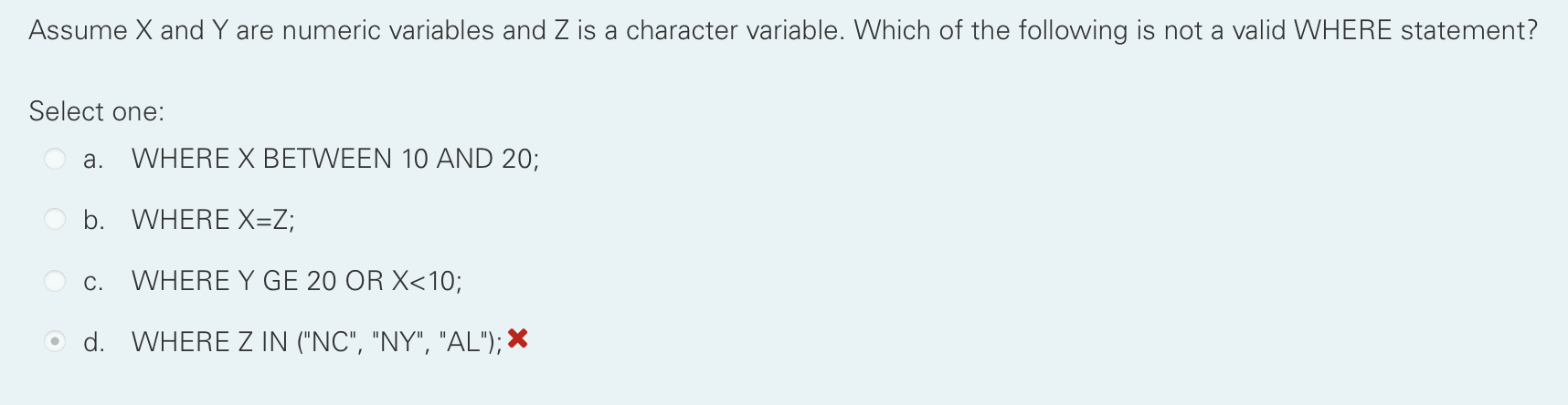 Solved Assume X and Y are numeric variables and Z is a | Chegg.com