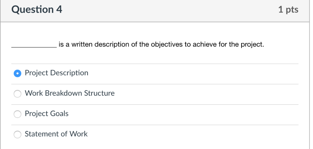 Solved Question 4 1 pts is a written description of the | Chegg.com