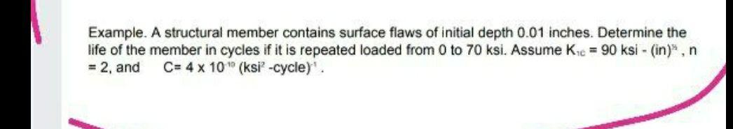 Solved Example. A structural member contains surface flaws | Chegg.com