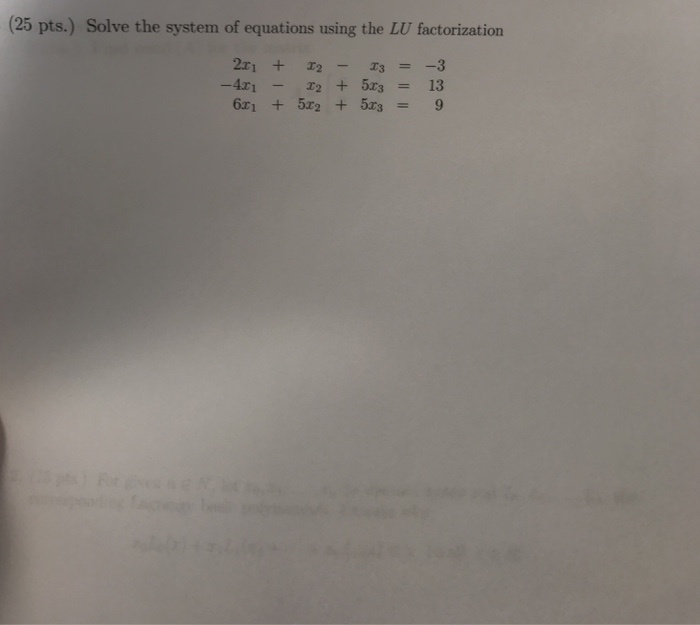 Solved Solve The System Of Equations Using The Lu
