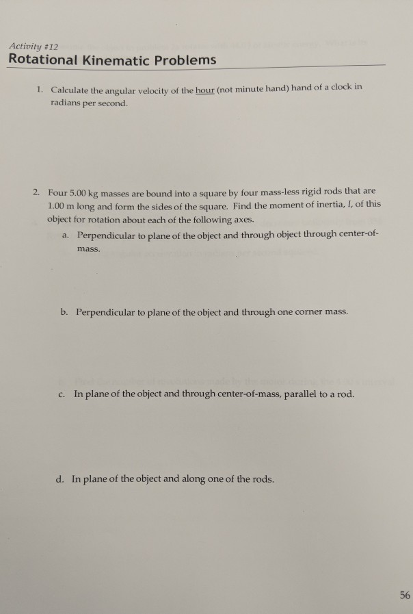Solved Activity #12 Rotational Kinematic Problems 1. | Chegg.com
