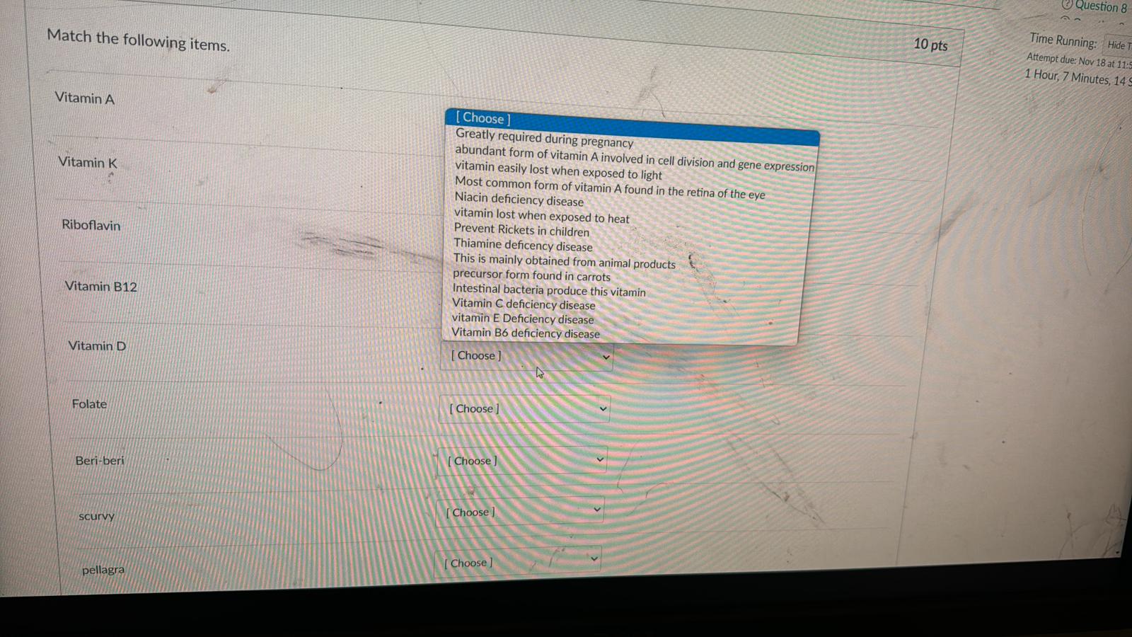 Solved Match the following items.Vitamin AVitamin | Chegg.com
