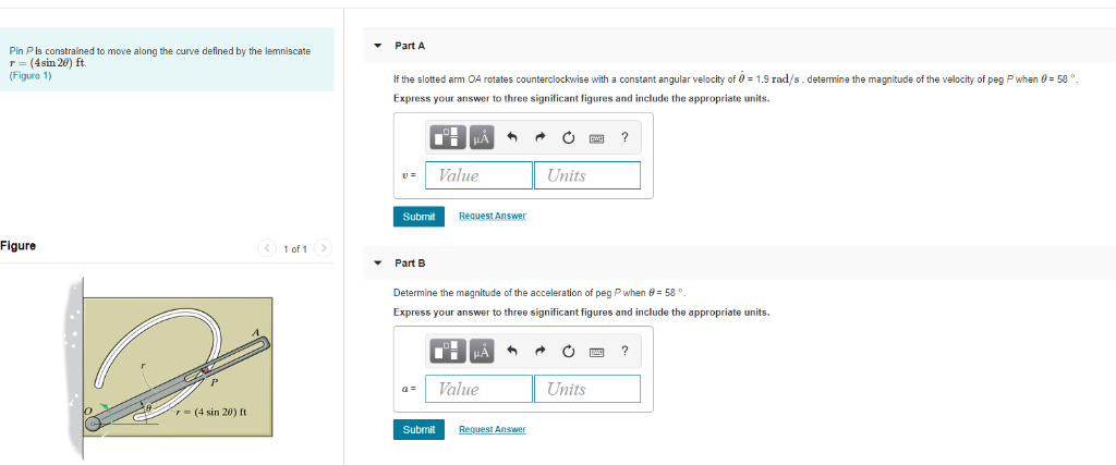 Solved Pin P is constrained to move along the curve defined | Chegg.com