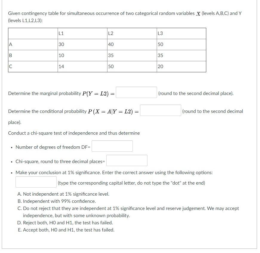 Solved Given contingency table for simultaneous occurrence | Chegg.com