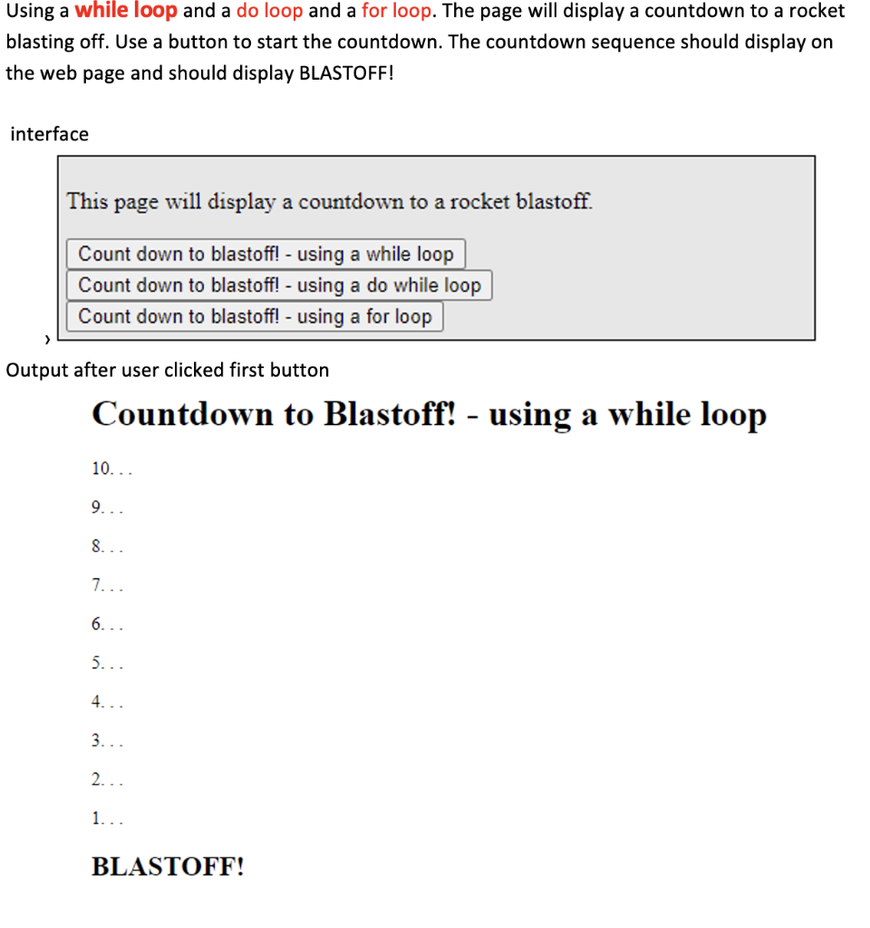 Solved Using Notepad++ HTML. Create a rocket countdown using | Chegg.com