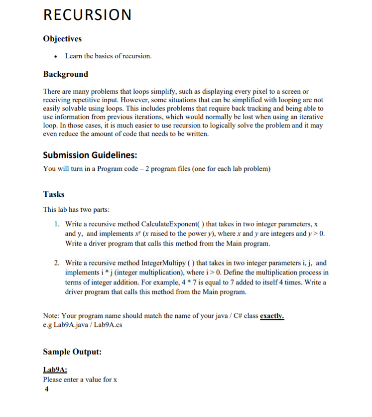 Solved Recursion Objectives Learn The Basics Of Recursion 4253
