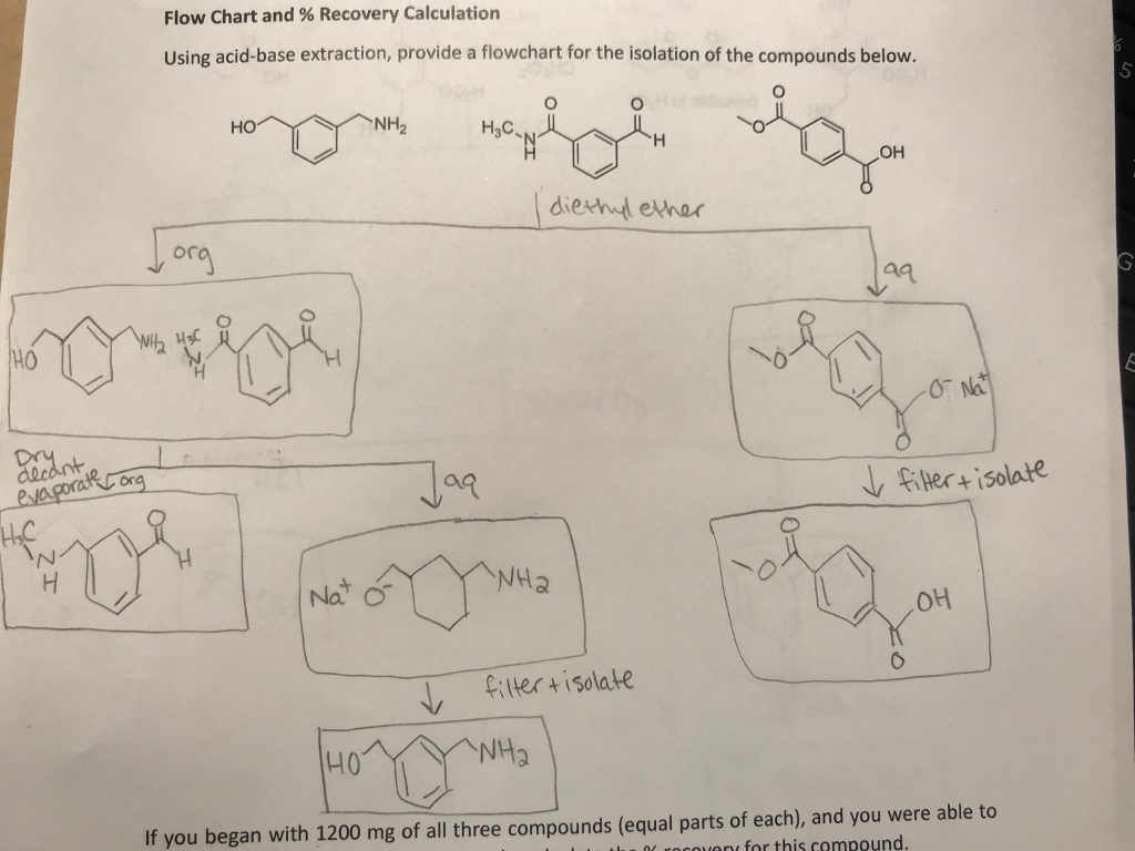 Solved Flow Chart and % Recovery Calculation Using acid-base | Chegg.com