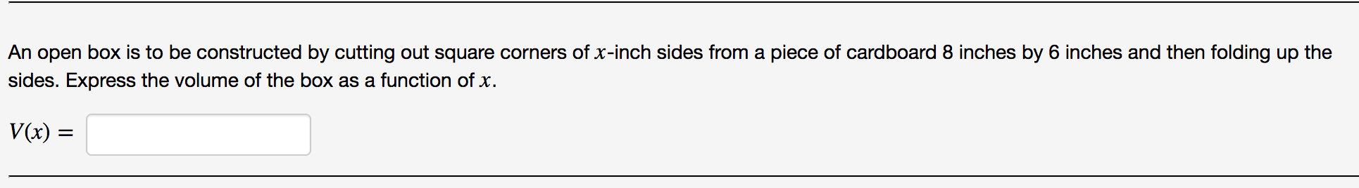 Solved An open box is to be constructed by cutting out | Chegg.com